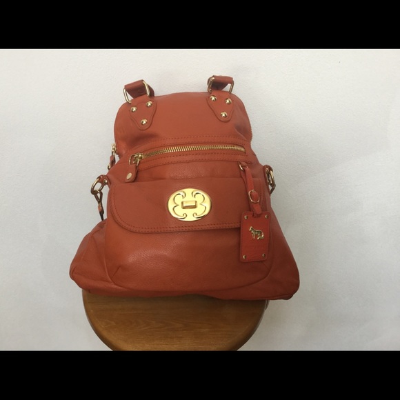 Emma Fox | Bags | Emma Fox Orange Leather Foldover Crossbody Tote ...